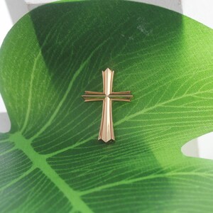 24K Gold Plated Cross Lapel Pin With Box Christening Baptismal ...