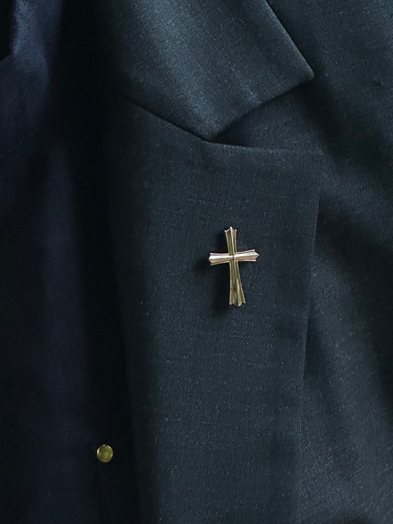 24K Gold Plated Cross Lapel Pin With Box Christening Baptismal ...