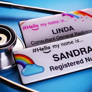 Resin Finish Personalised Hello My Name Is... Rainbow Name Badge ...