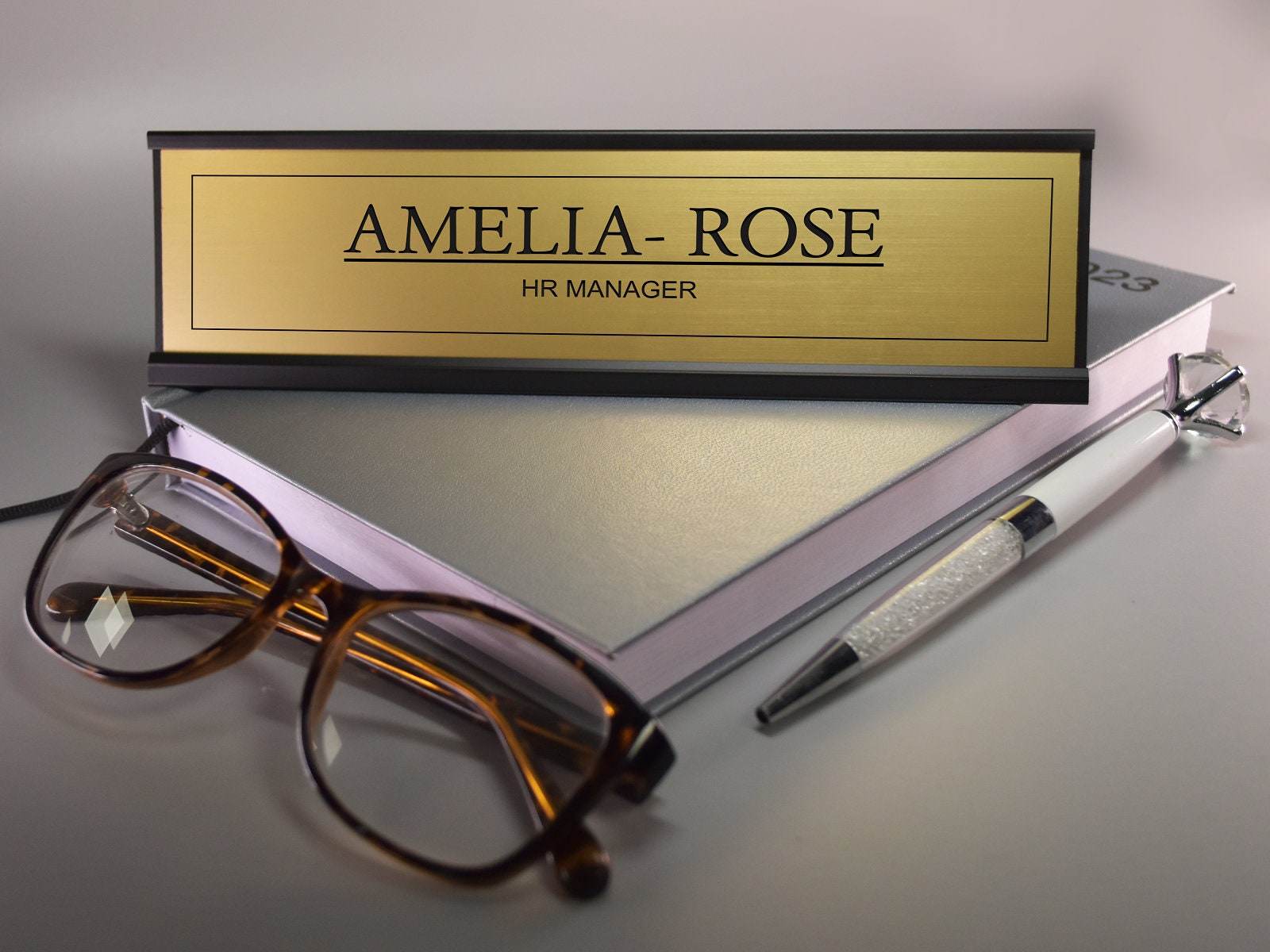Personalised Desk Plaque With Black Text Desk Plaque Name and Job Title ...