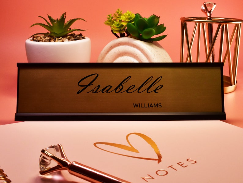 Personalised Desk Plaque With Black Text Desk Plaque Name and Job Title ...