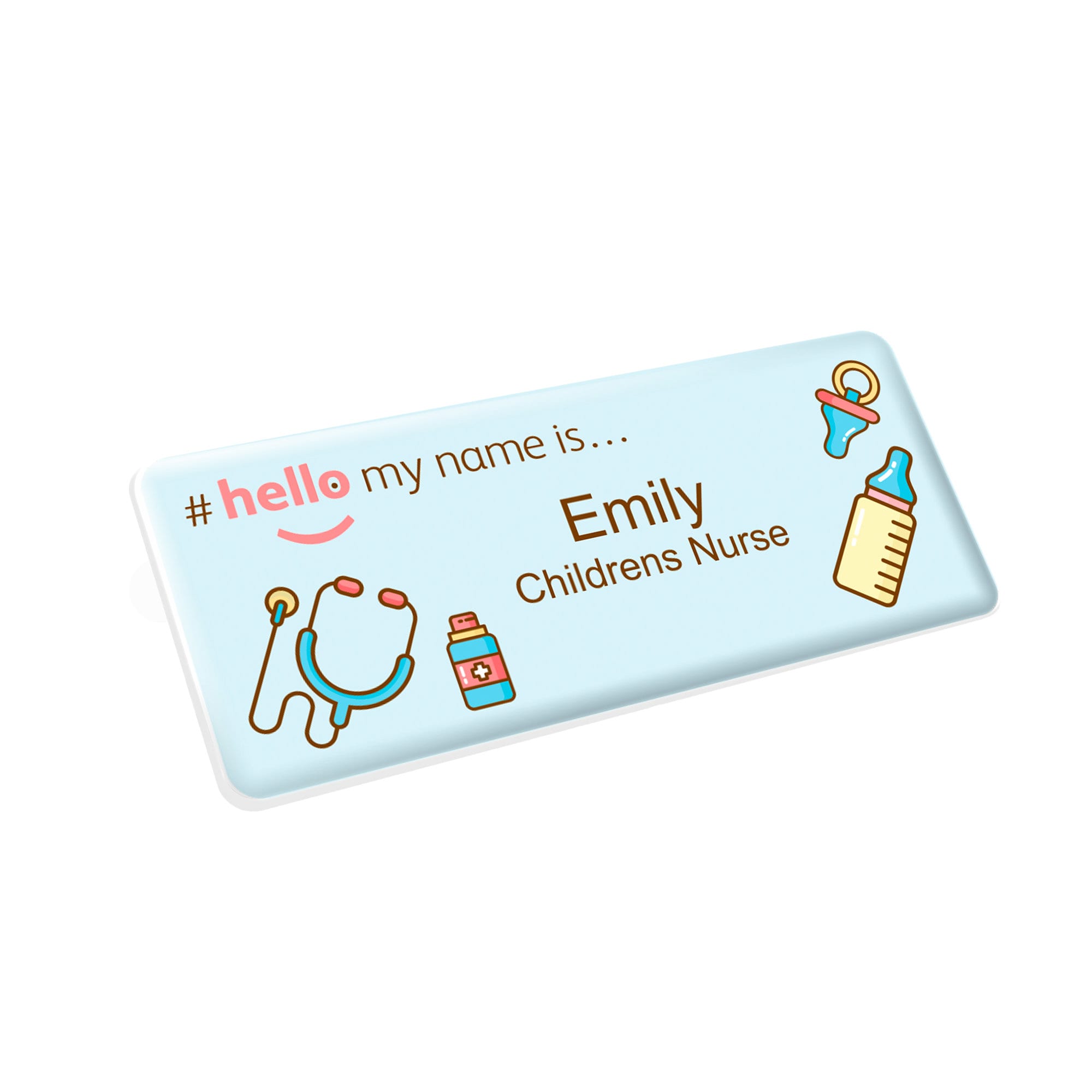 Hello My Name is Logo Bottle and Dummy Badge Premium Domed White White ...