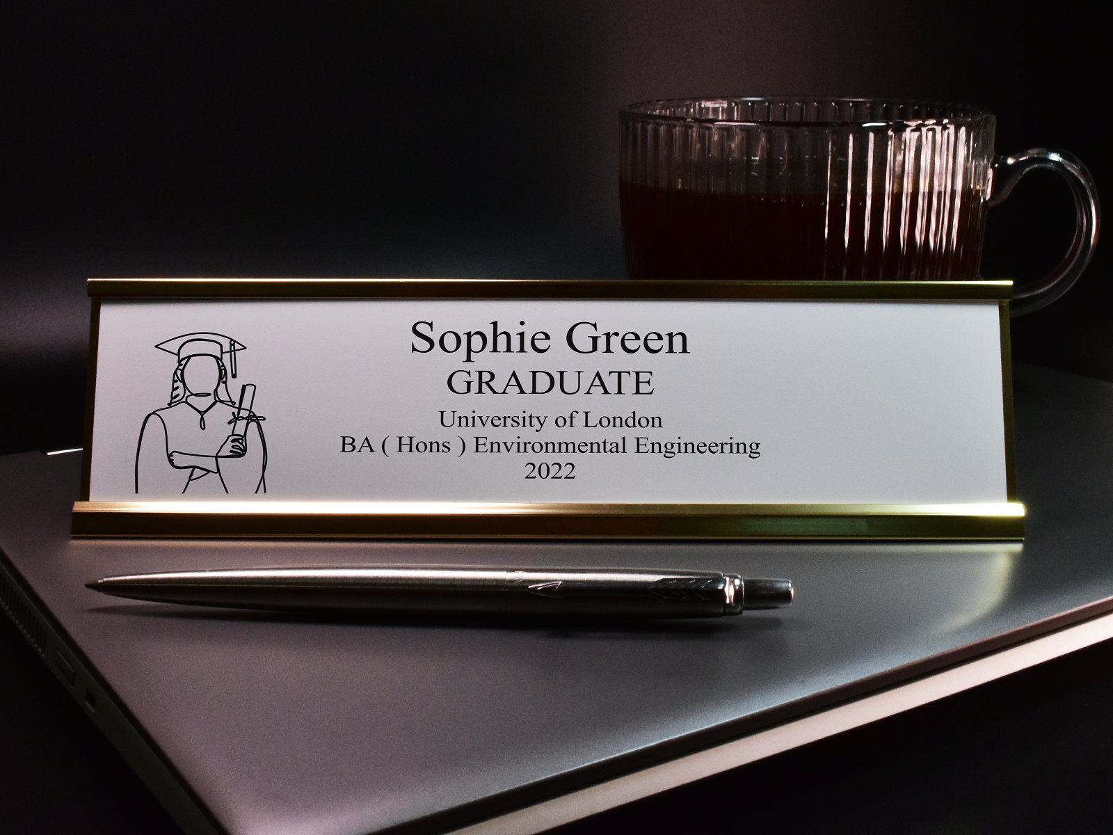 Graduate Desk Plaque With Black Text Desk Plaque Name and Job Title ...