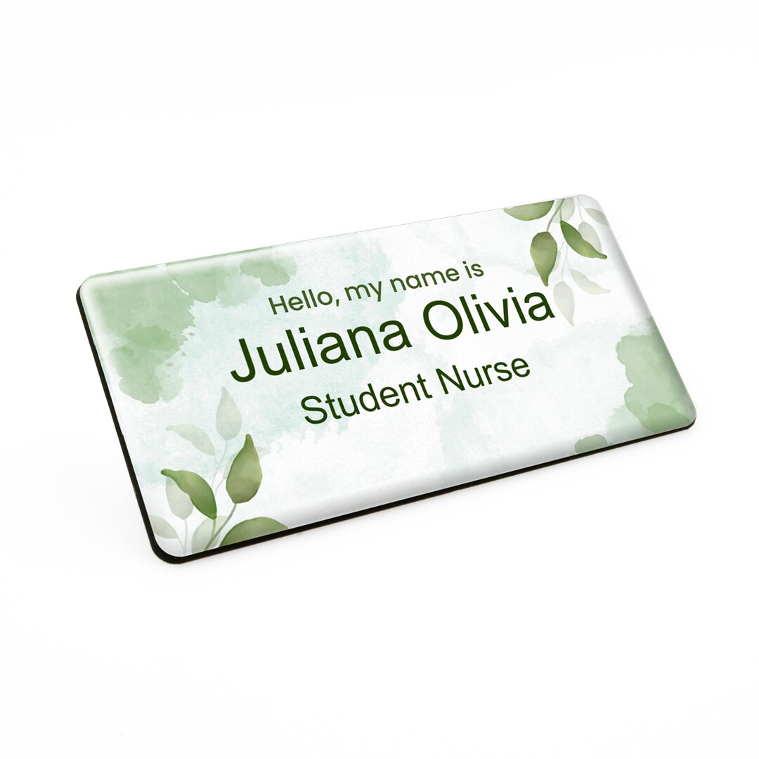 Pastel Plant Green Premium Personalised Durable Custom Staff Name Badge ...