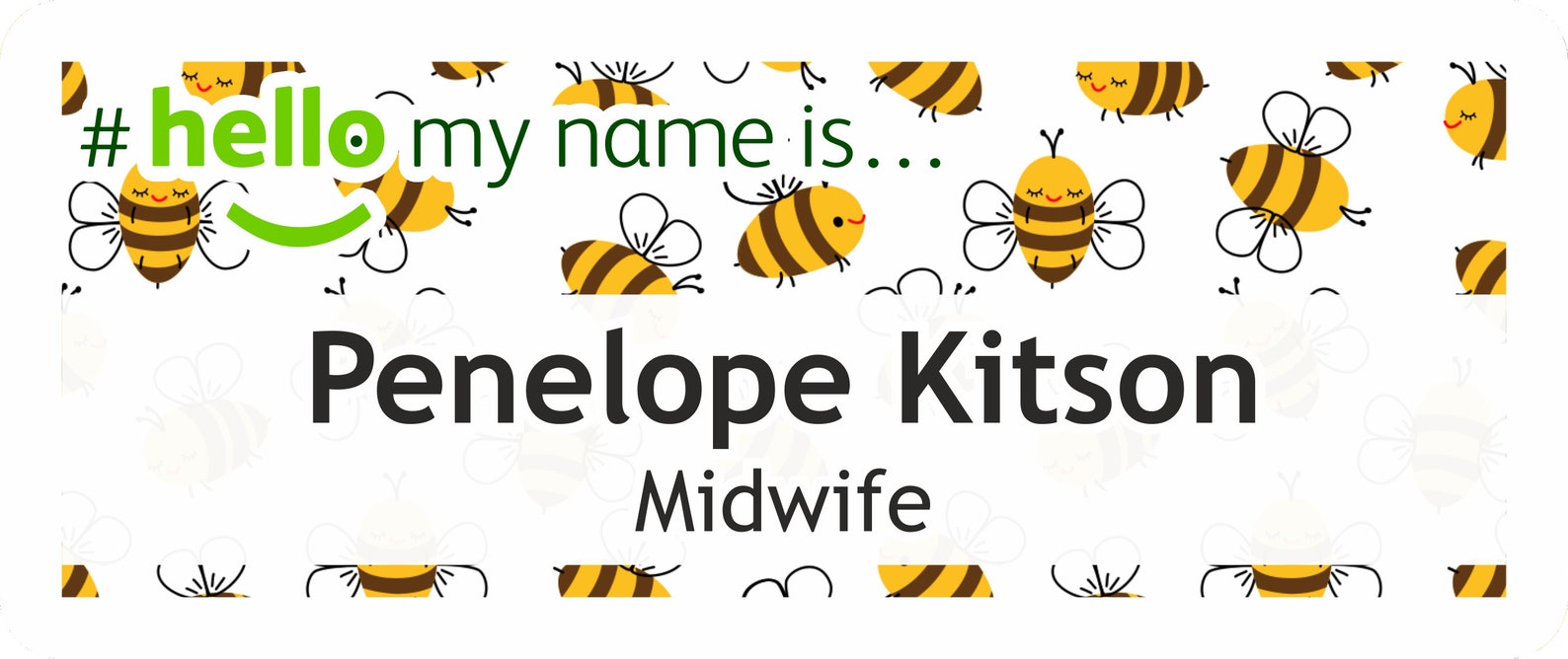 Hello My Name is Bees Pattern Personalised Premium Name Badge School ...