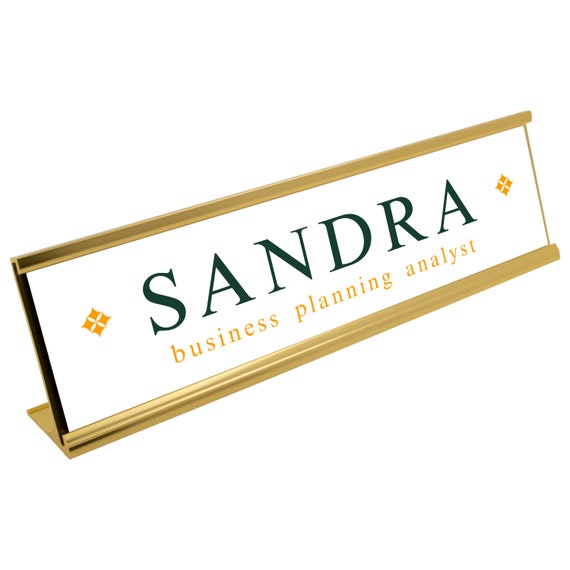 Orange Symbol With Green Text Desk Plaque Name and Job Title - Etsy