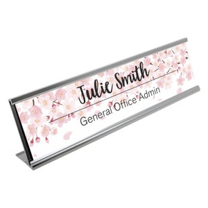 Personalised Floral Desk Plaque Desk Plate Desk Sign Home Office Work ...