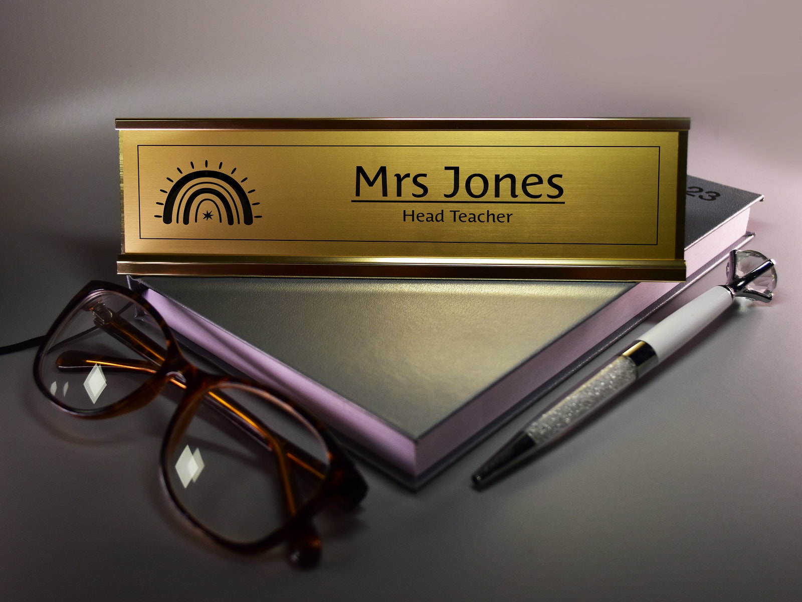 Personalised Desk Plaque With Black Text Desk Plaque Name and Job Title ...