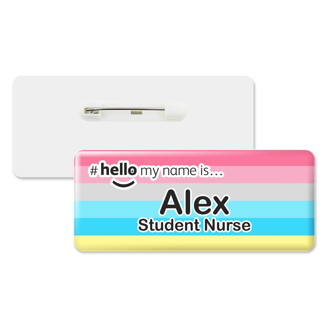 Resin Finish Personalised Hello My Name is Genderflux Pride Flag Name ...