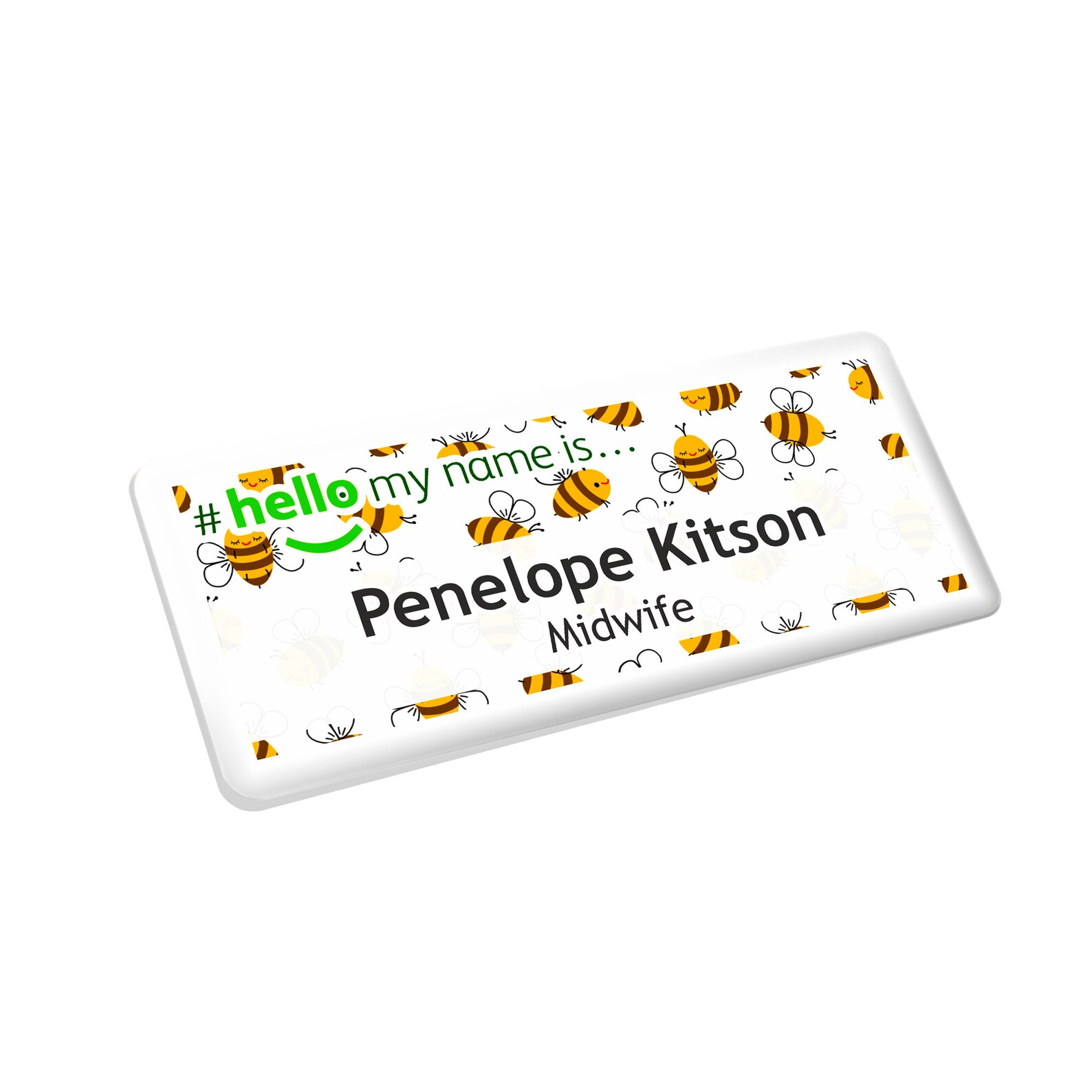 Hello My Name is Bees Pattern Personalised Premium Name Badge School ...