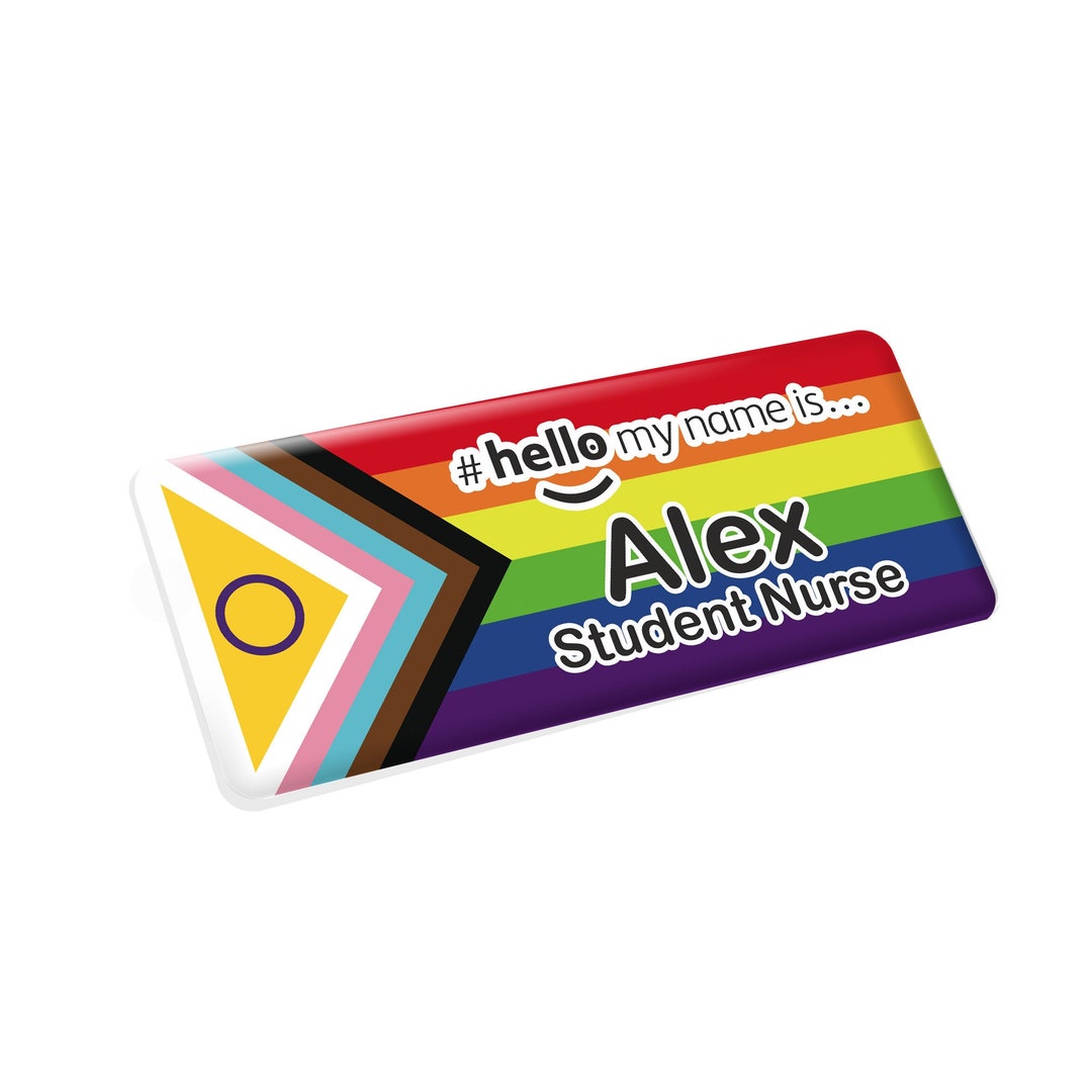 Resin Finish Personalised Hello My Name is Intersex Inclusive Flag Name ...