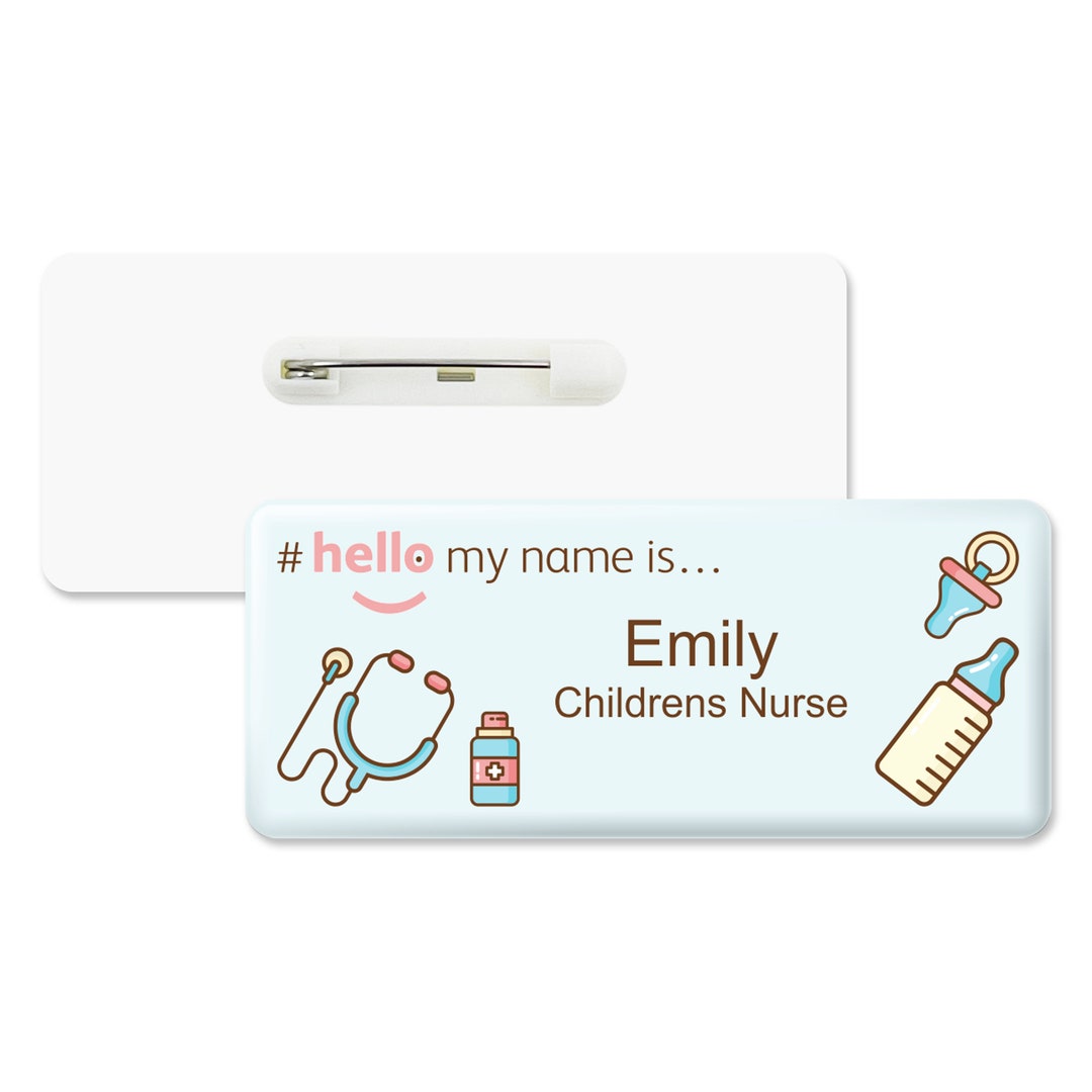 Hello My Name is Logo Bottle and Dummy Badge Premium Domed White White ...