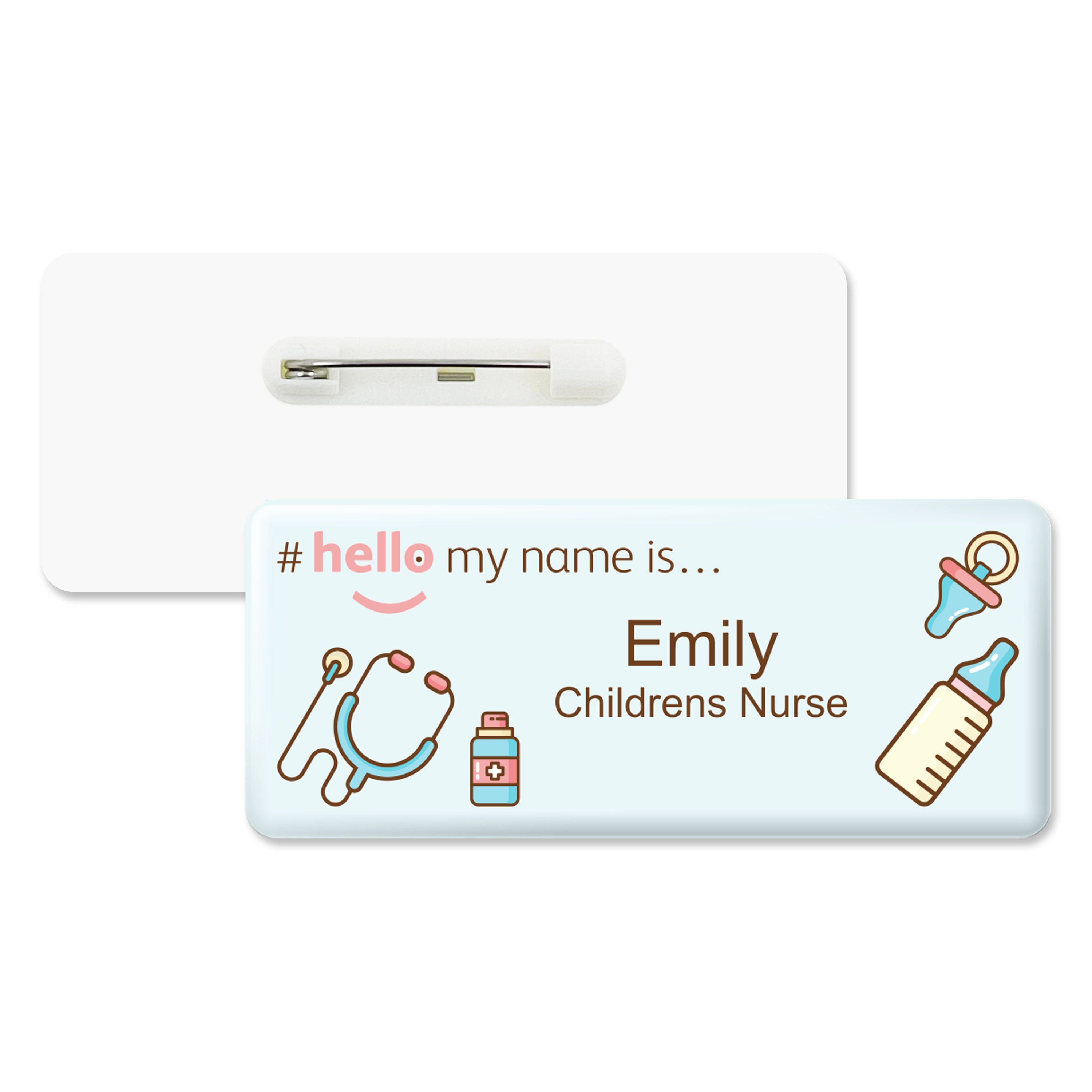 Hello My Name is Logo Bottle and Dummy Badge Premium Domed White White ...