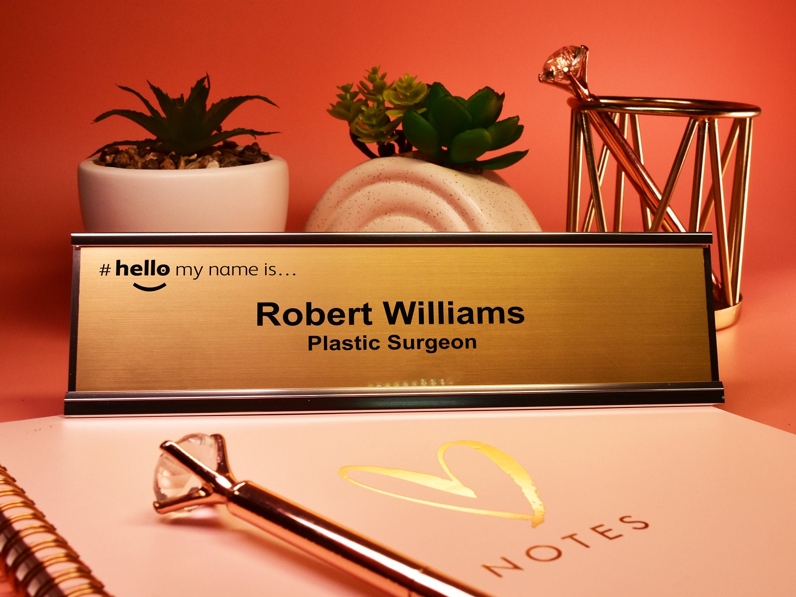 Personalised Desk Plaque With Black Text Desk Plaque Name and Job Title ...