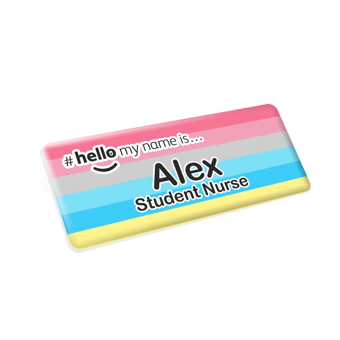 Resin Finish Personalised Hello My Name is Genderflux Pride Flag Name ...