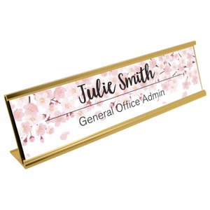 Personalised Floral Desk Plaque Desk Plate Desk Sign Home Office Work ...