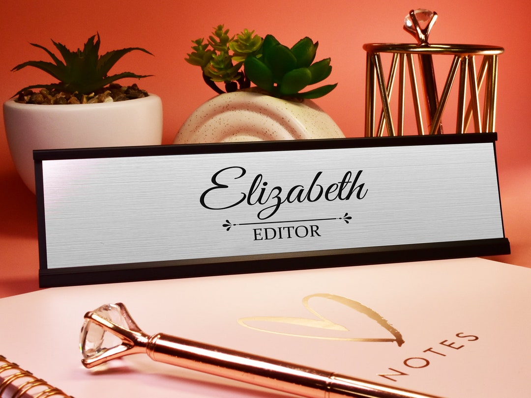 Personalised Desk Plaque With Black Text Desk Plaque Name and Job Title ...