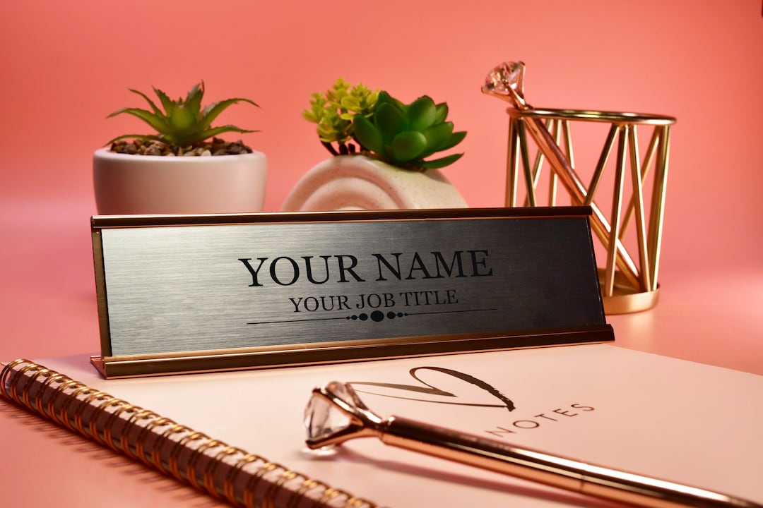 Personalised Desk Plaque With Black Text Desk Plaque Name and Job Title ...