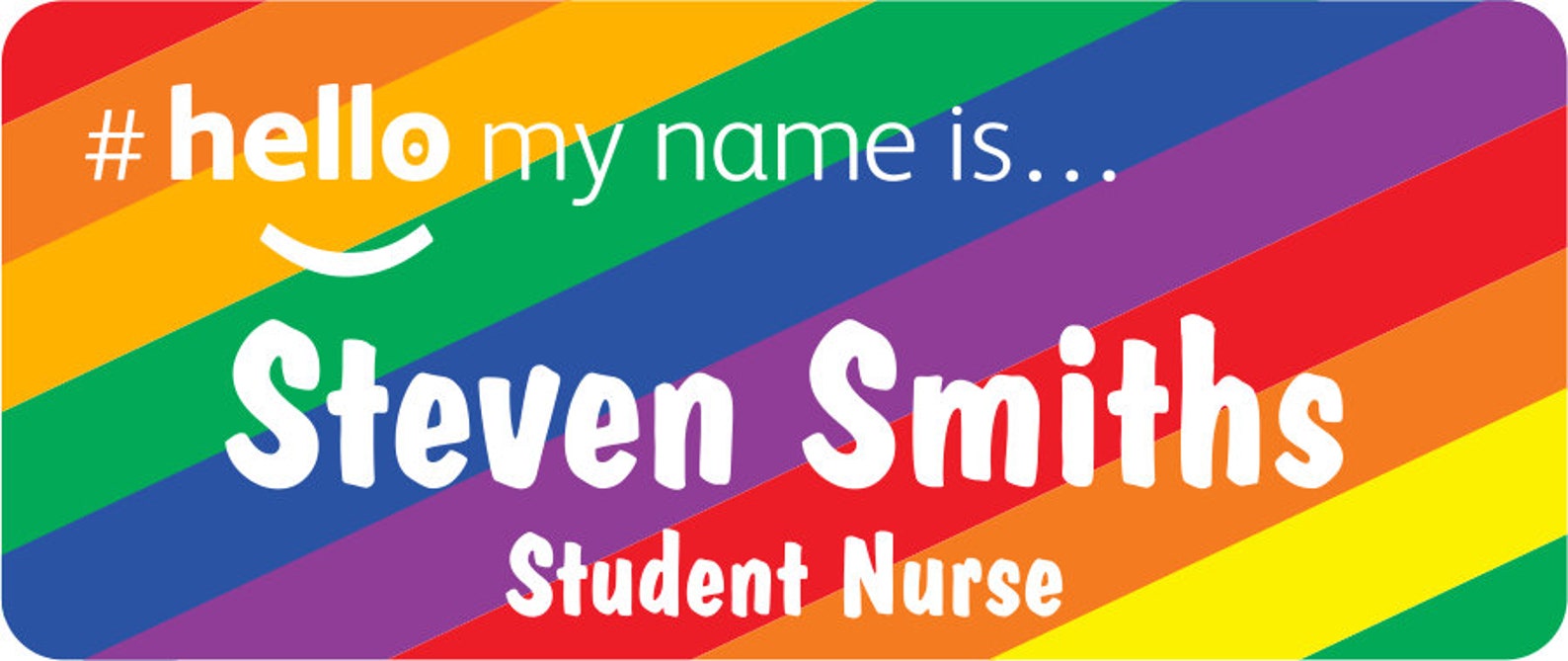 Diagonal Rainbow Hello My Name is Premium Durable Personalised Name ...