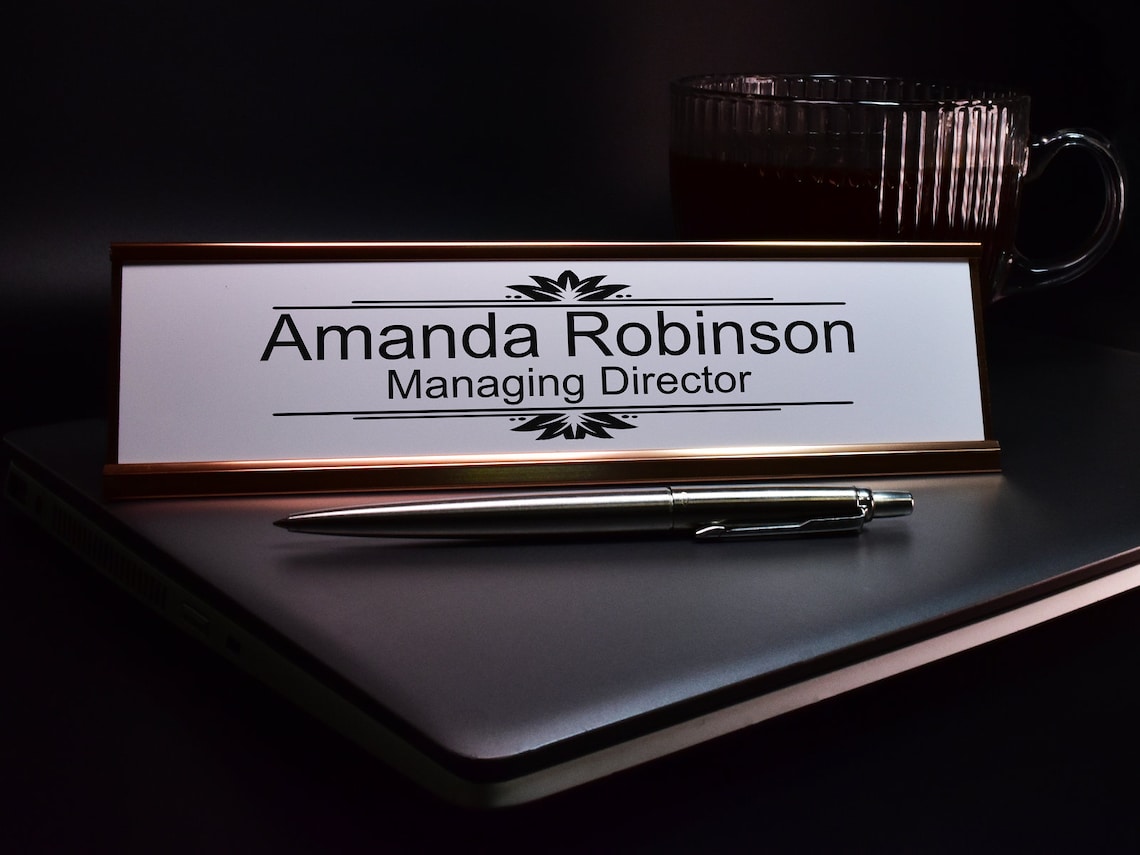 Customised Desk Plaque With Black Text Desk Plaque Name and Job Title ...