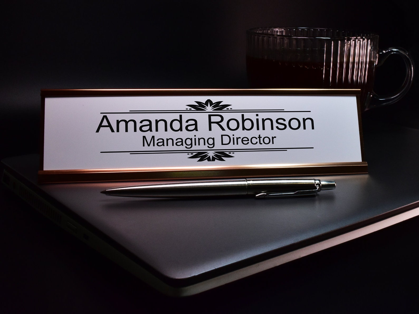 Customised Desk Plaque With Black Text Desk Plaque Name and Job Title ...