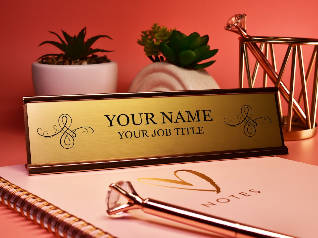 Personalised Desk Plaque With Black Text Desk Plaque Name and Job Title ...