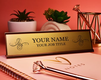 Personalised Desk Plaque With Black Text Desk Plaque Name and Job Title ...