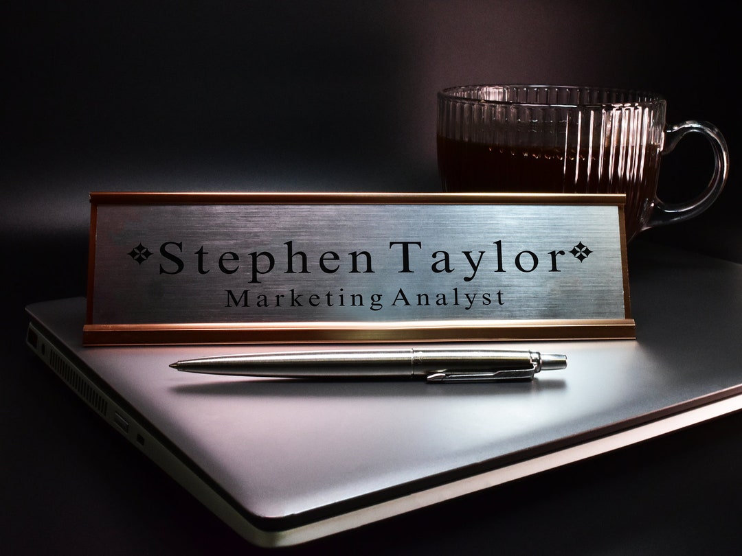 Black Symbol With Black Text Desk Plaque Name and Job Title Gold or ...