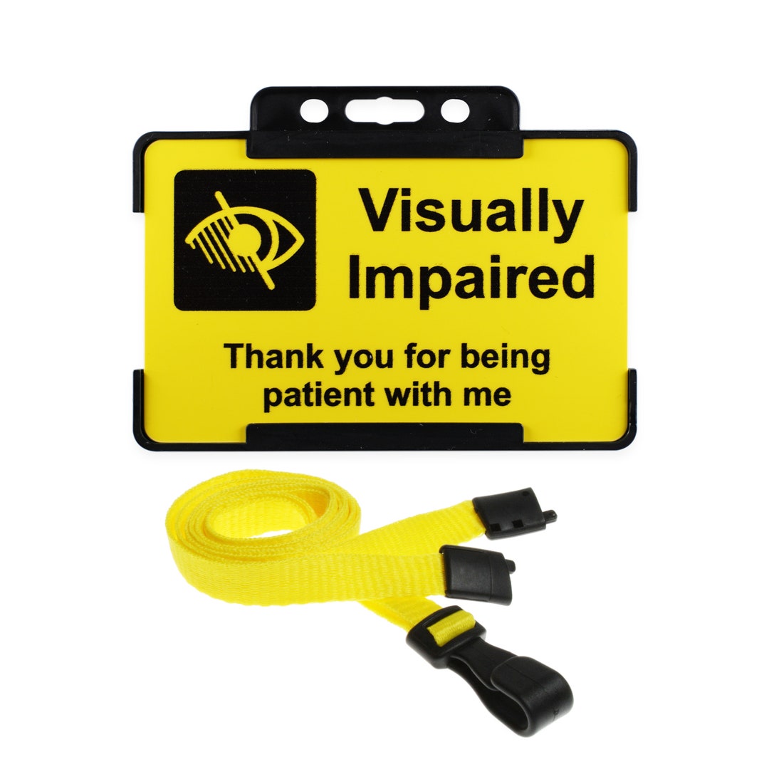 Visually Impaired Card - Black Rigid Badge ID Holder and Yellow Lanyard ...