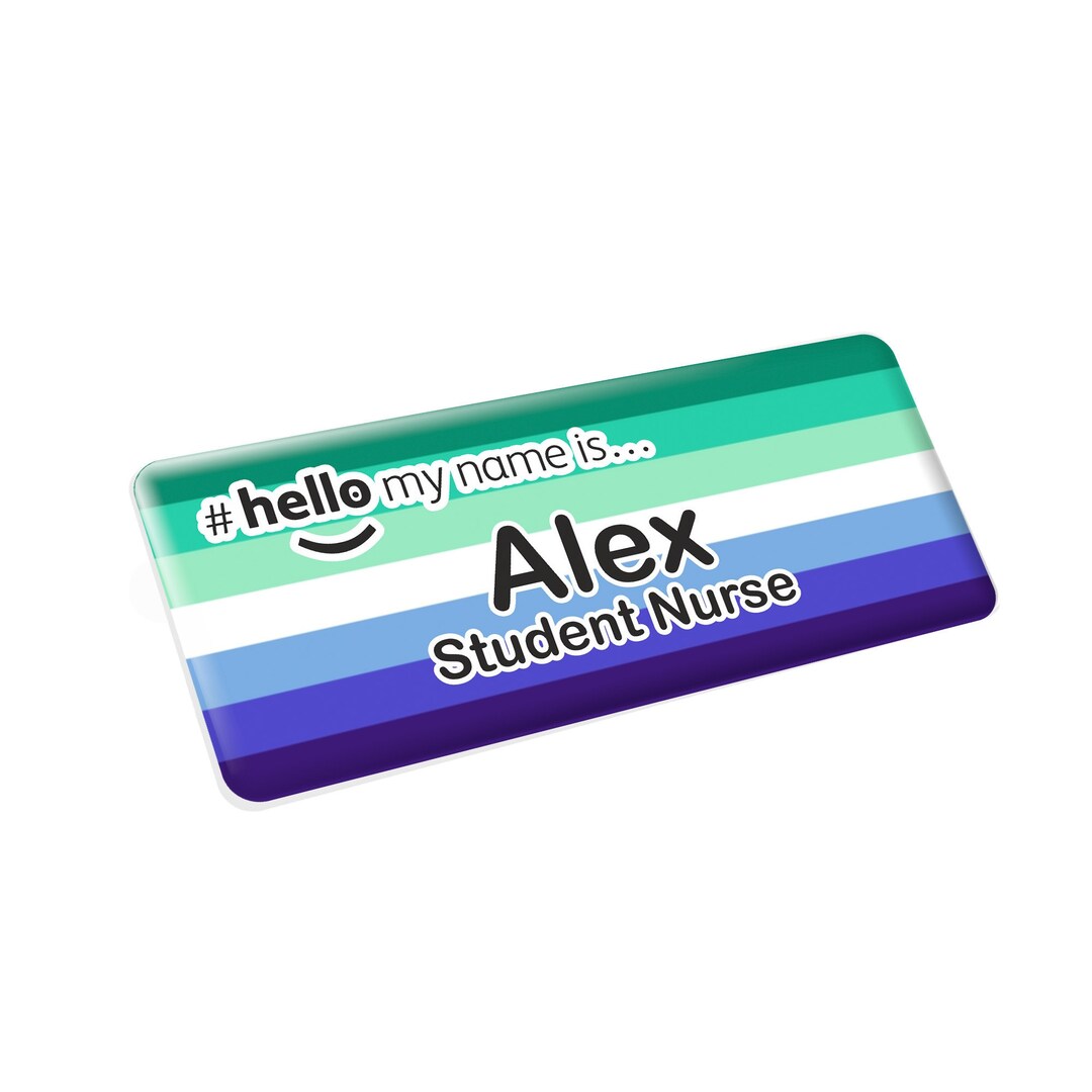 Resin Finish Personalised Hello My Name is Gay Men's Pride Flag Name ...