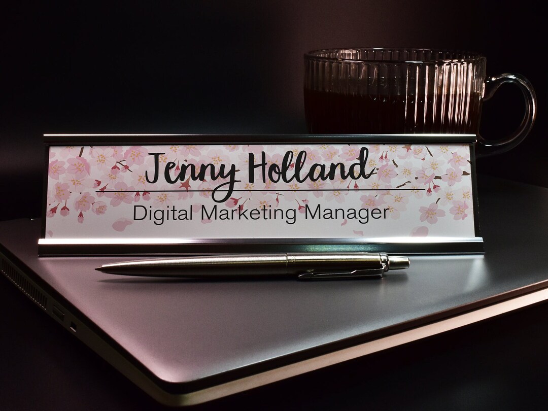 Personalised Floral Desk Plaque Desk Plate Desk Sign Home Office Work ...