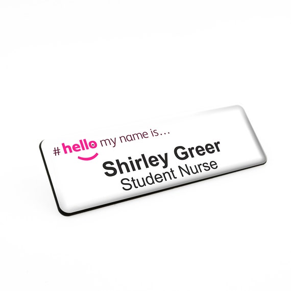 Pink Hello My Name is Logo White Badge Premium Domed White - Etsy