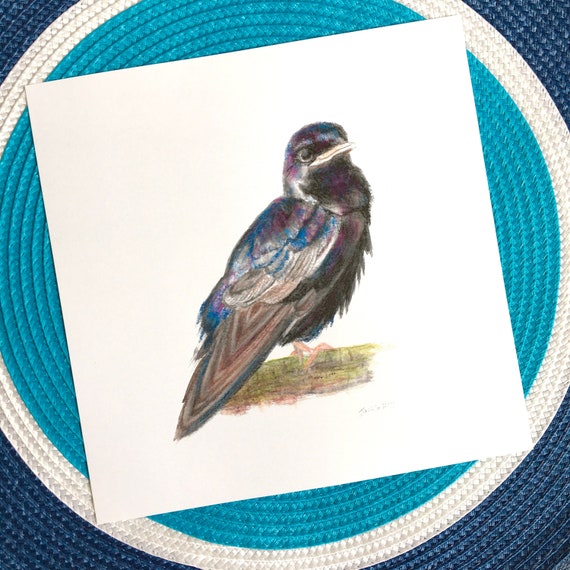 Purple Martin: Hand-embellished Print by Artist From My - Etsy