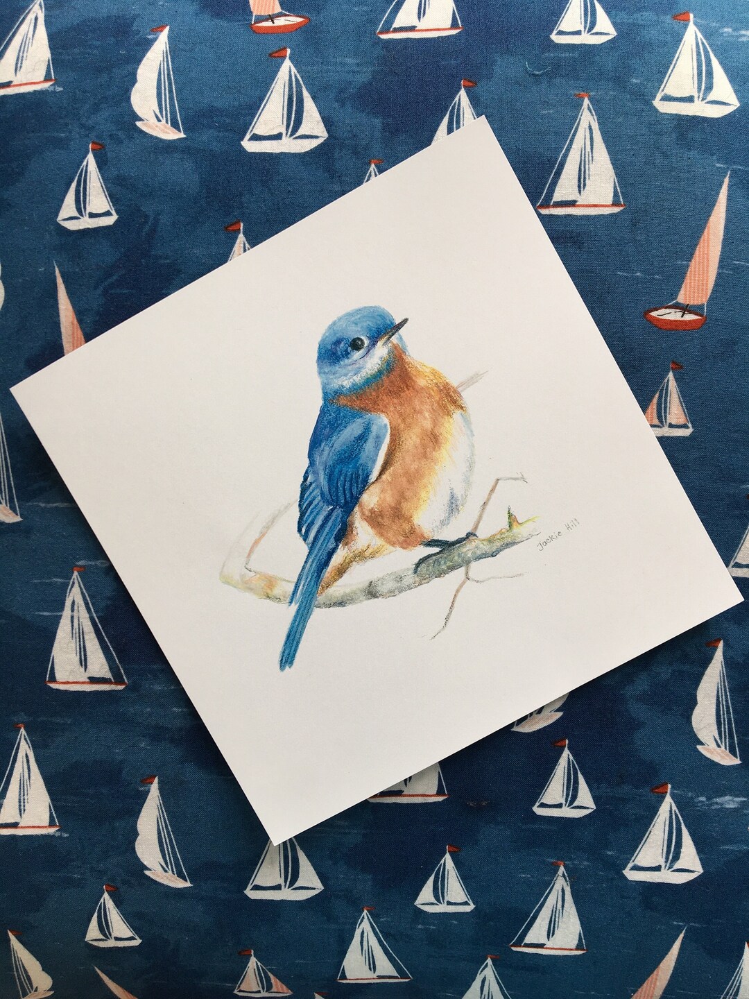 Bluebird Print: Hand-embellished by Artist From My Original Watercolor ...