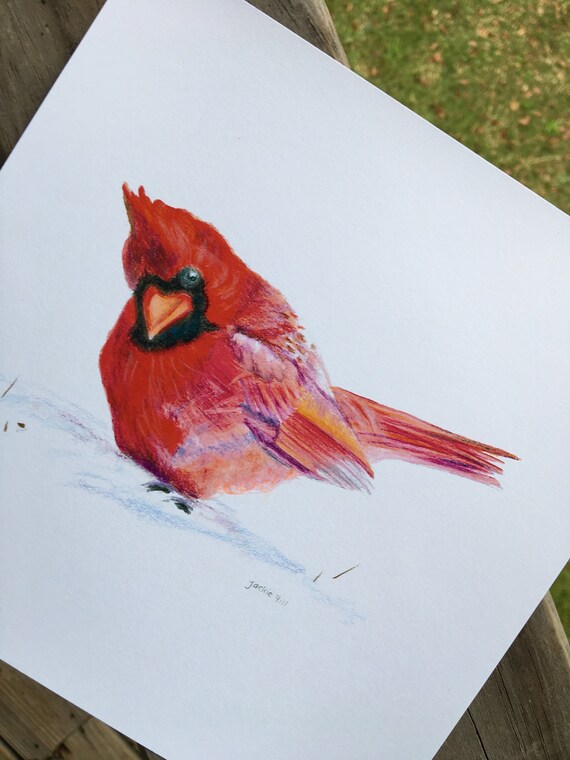 Northern Cardinal: Hand-embellished Print by Artist From My - Etsy