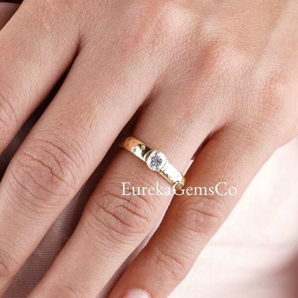 Hammered Engagement Ring - Etsy