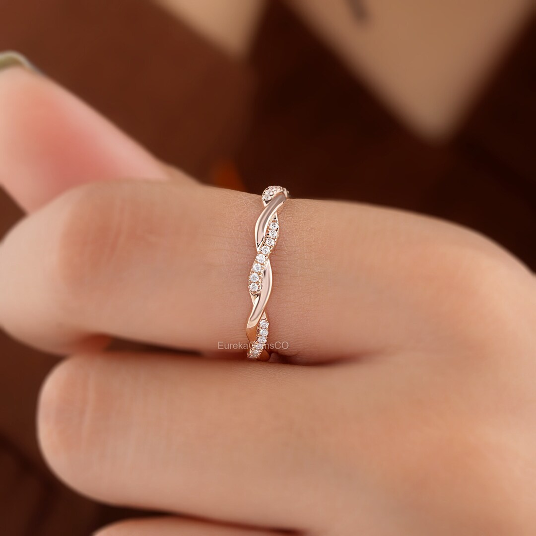 Twisted Wedding Band Women, Twist Infinity Wedding Band, Diamond Dainty ...