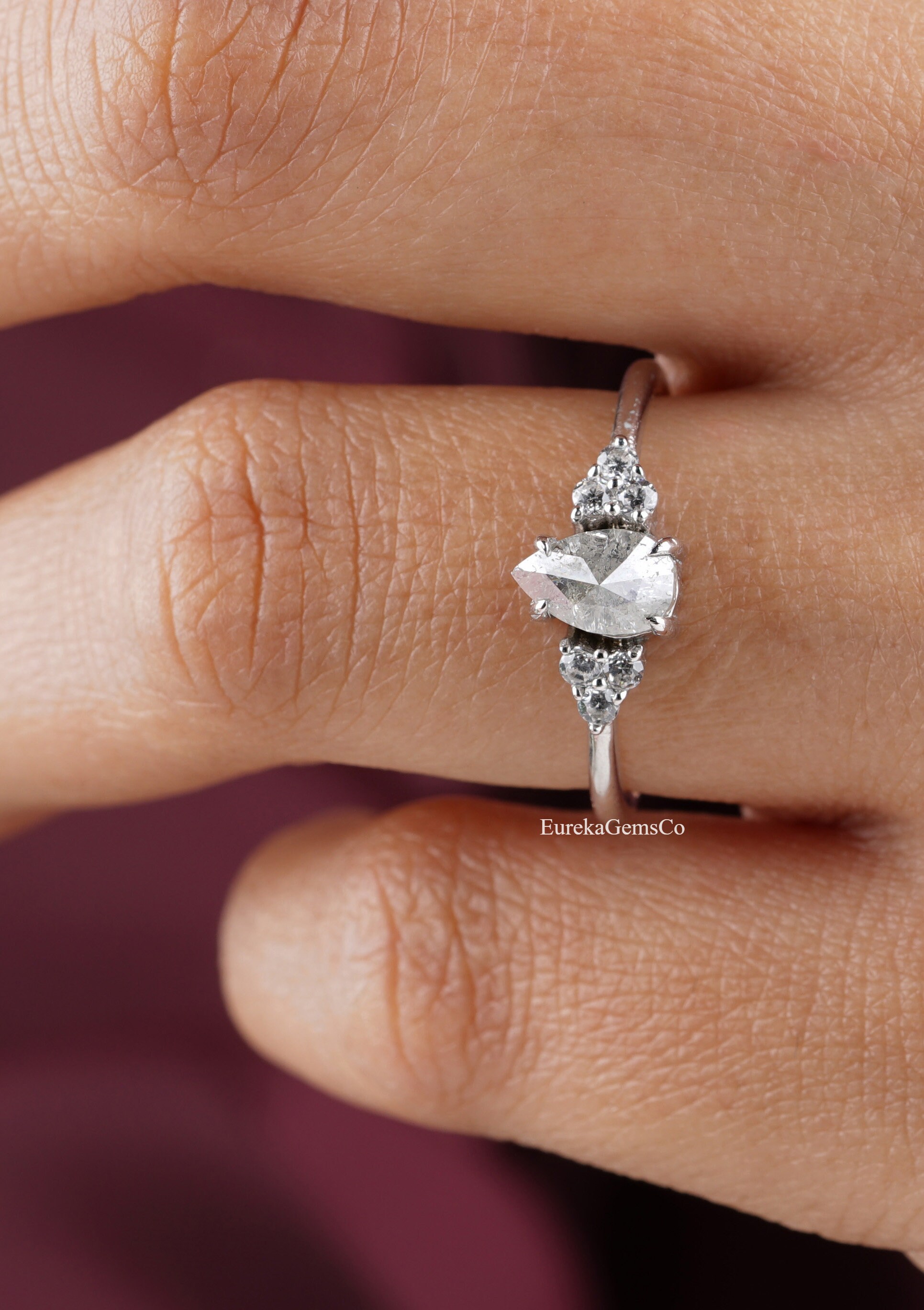 Classic Three Stone Pear Cut Moissanite Salt and Pepper | Etsy