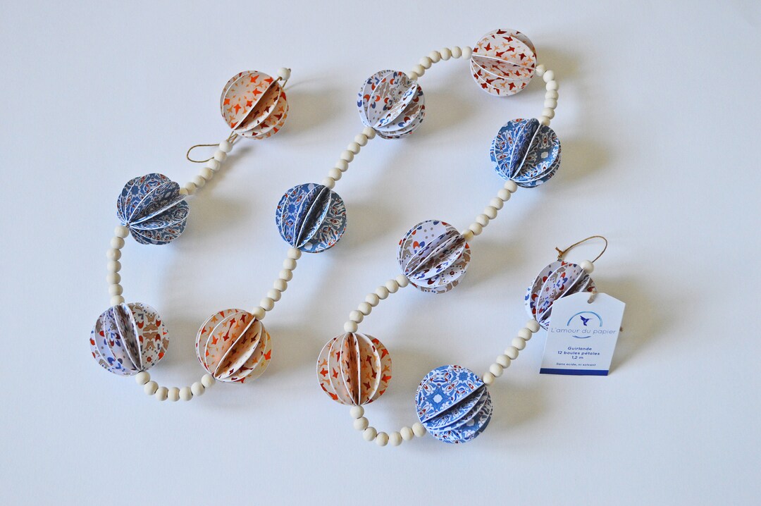 Garland of 12 Paper Petal Balls Unique Model - Etsy UK