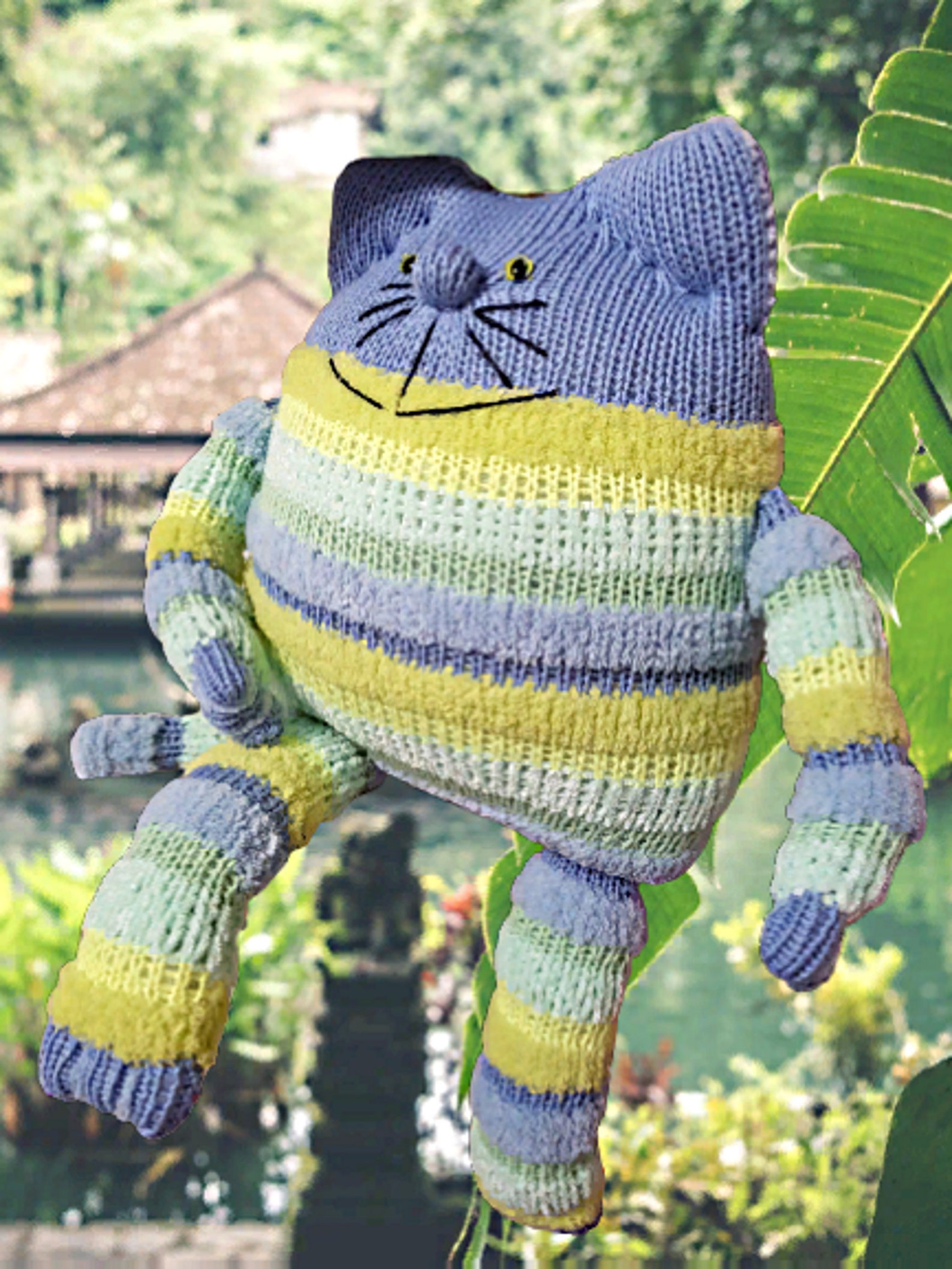 Knitted pillow with tail Crochet cat pillow | Etsy