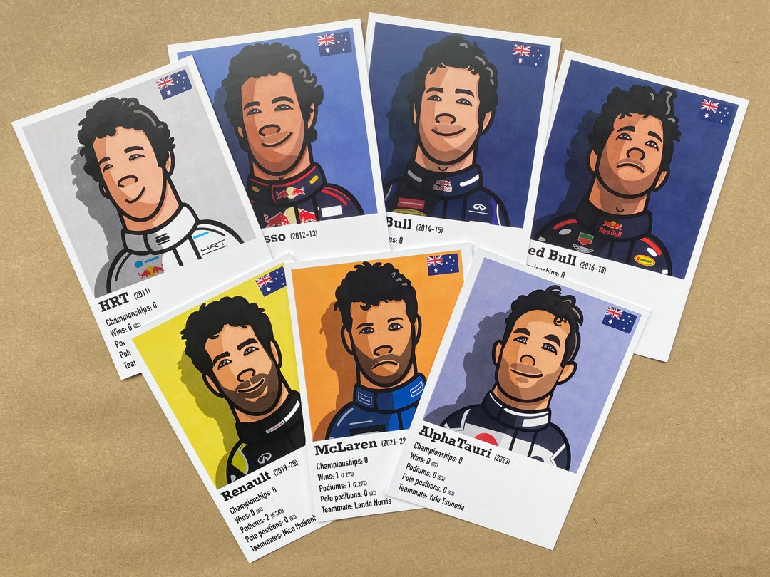 Daniel Ricciardo Career F1 Driver A6 Minimalist Cartoon Print Poster ...