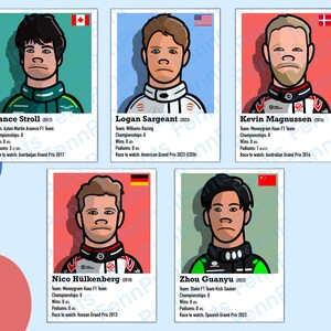 2024 F1 Driver A6 Minimalist Cartoon Print Poster Cards - Etsy