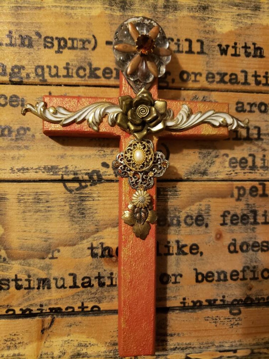 Church Girl! Funky Junk Cross, Upcycled Cross, Mixed Media Cross, Art ...