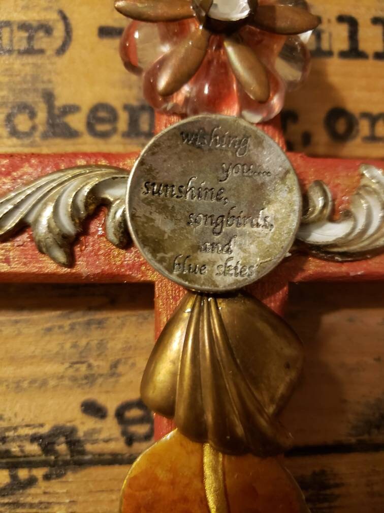 Upcycled Wood Cross, Mixed Media Religious Art (8x4.5 In) - Etsy