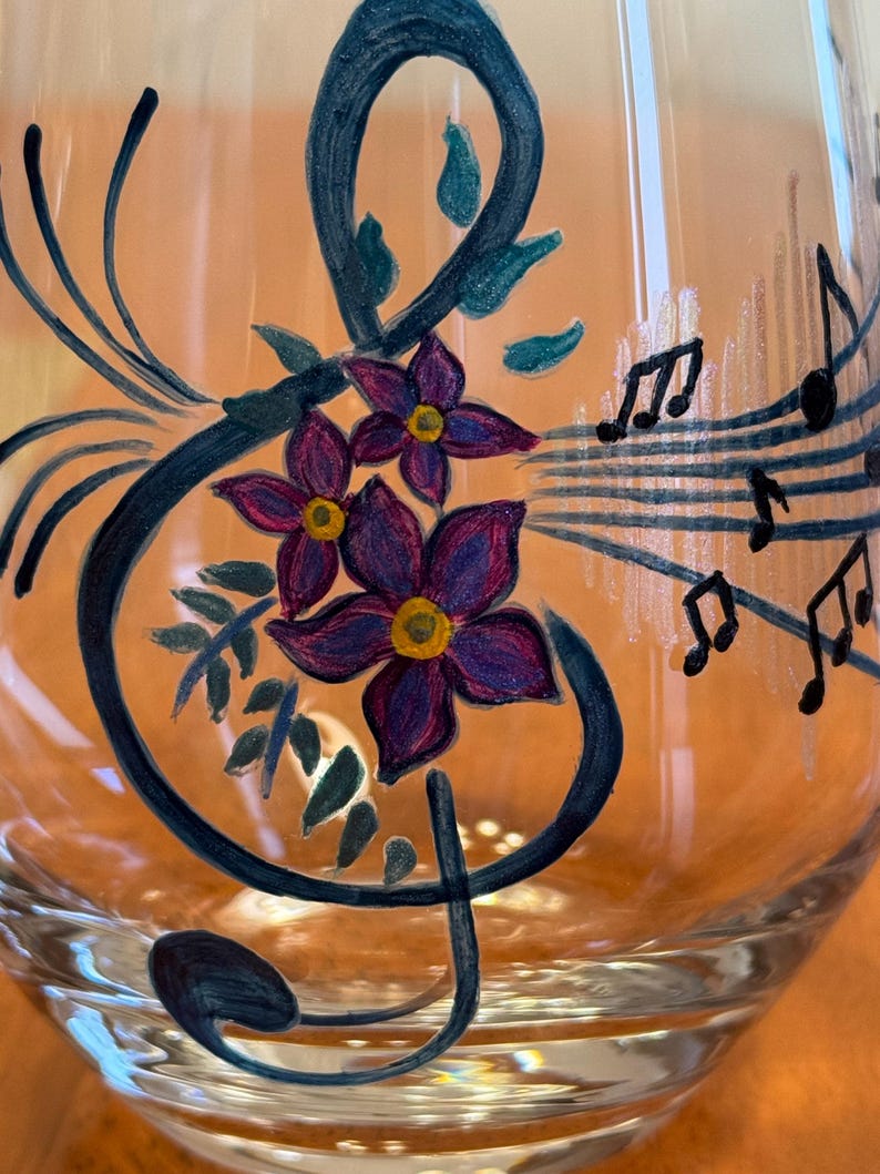 Musical Theme on 16 Fl Oz Wine Glass - Etsy