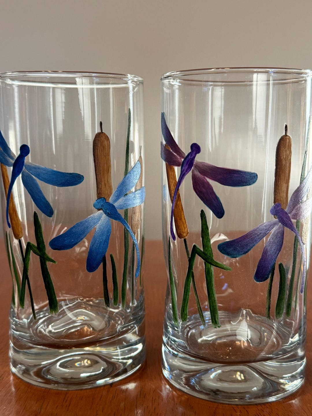 Hand Painted Dragonflies on Set of Two Drinking Glasses - Etsy