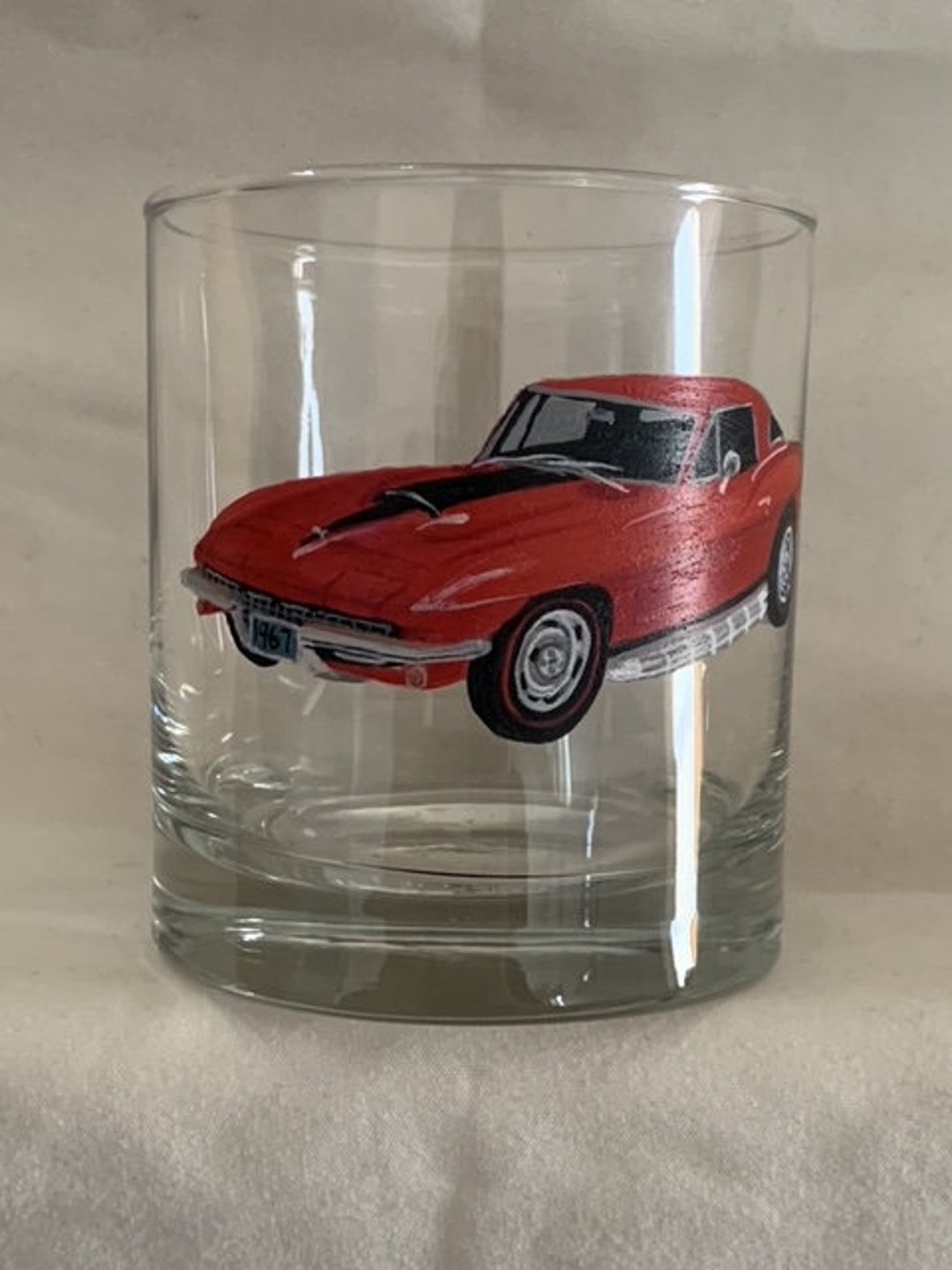 1967 Chevrolet CORVETTE Hand-painted on a Whiskey Glass - Etsy