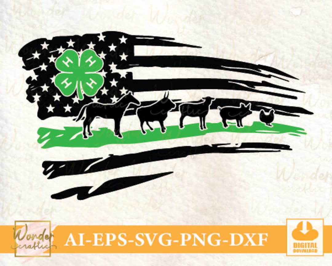 4H Clover Distressed Flag 4-H Designs Svg 4-H Club Shirt - Etsy