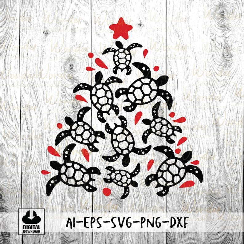 Christmas Tree Turtle Svg Cut File Christmas Turtle Design - Etsy
