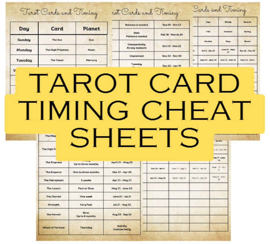 Tarot Card Timing Cheat Sheet | Digital Download | Tarot Reading Guide ...